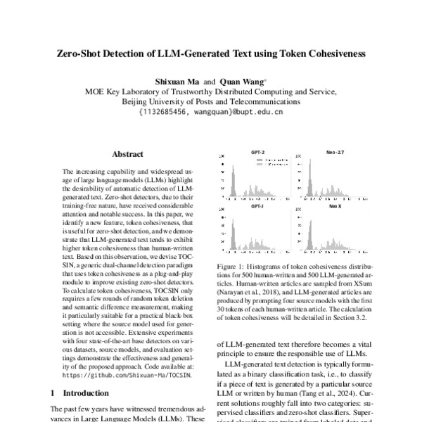 Zero Shot Detection Of Llm Generated Text Using Token Cohesiveness Acl Anthology