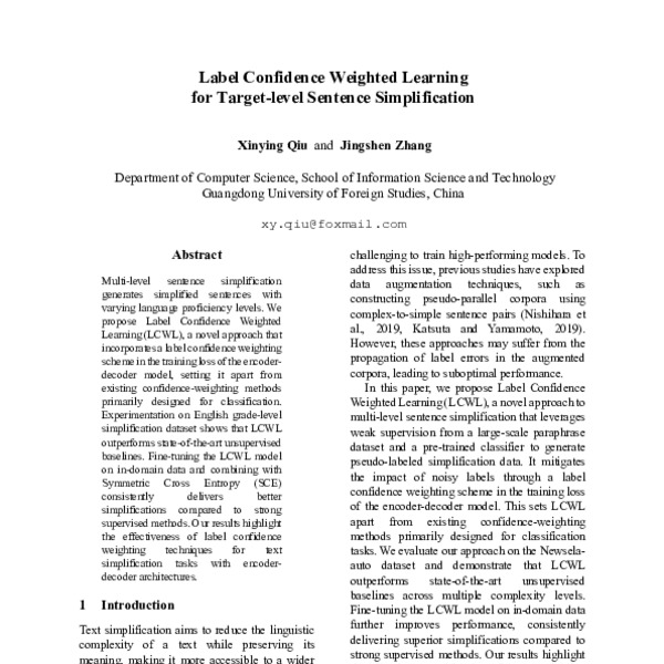 Label Confidence Weighted Learning for Target-level Sentence Simplification - ACL Anthology