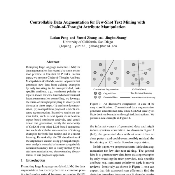 Controllable Data Augmentation For Few Shot Text Mining With Chain Of Thought Attribute