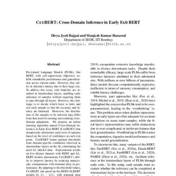 CeeBERT: Cross-Domain Inference in Early Exit BERT - ACL Anthology