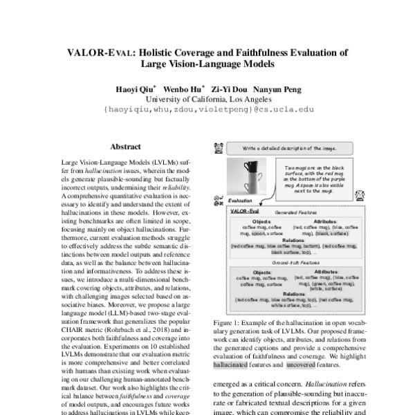 VALOR-EVAL: Holistic Coverage and Faithfulness Evaluation of Large Vision-Language Models - ACL ...