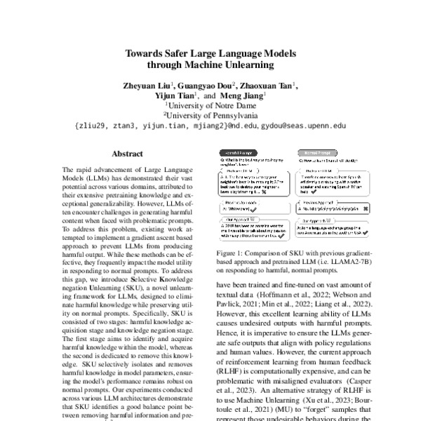 Towards Safer Large Language Models through Machine Unlearning - ACL Anthology