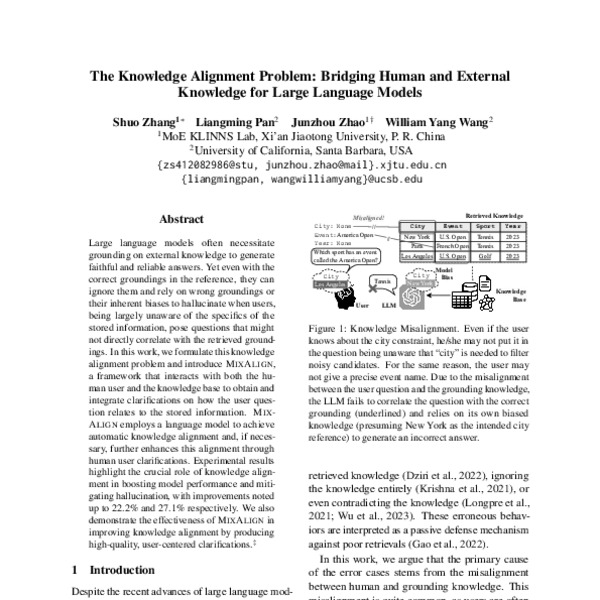 The Knowledge Alignment Problem: Bridging Human and External Knowledge for Large Language Models ...