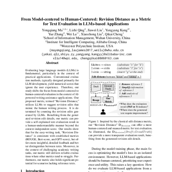 From Model-centered to Human-Centered: Revision Distance as a Metric for Text Evaluation in LLMs ...