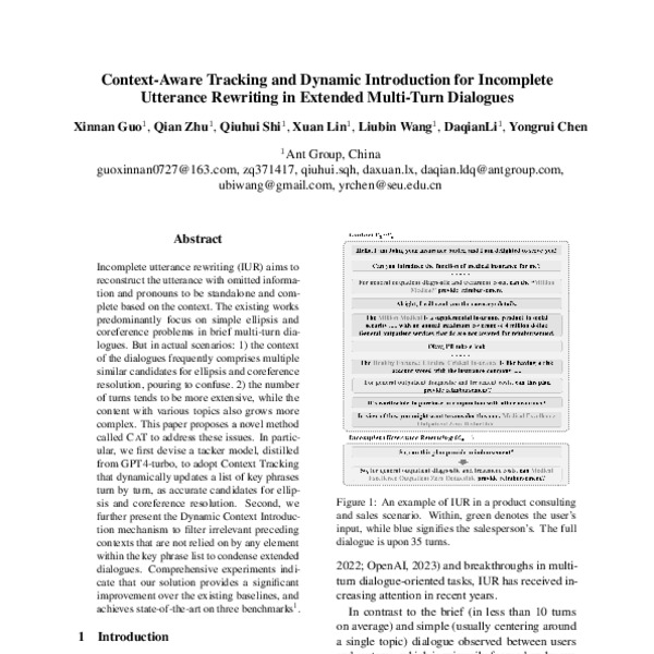Context-Aware Tracking and Dynamic Introduction for Incomplete Utterance Rewriting in Extended ...