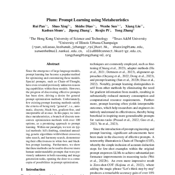 Plum: Prompt Learning using Metaheuristics - ACL Anthology