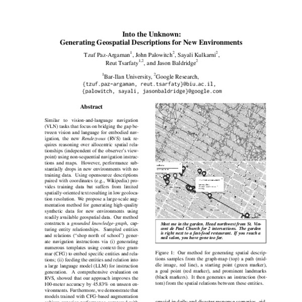 Into the Unknown: Generating Geospatial Descriptions for New Environments - ACL Anthology