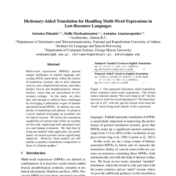 Dictionary-Aided Translation for Handling Multi-Word Expressions in Low ...