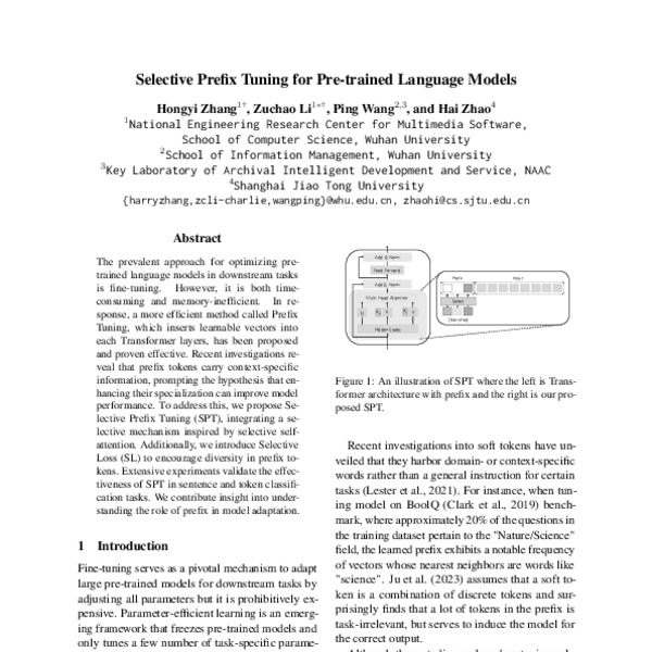 Selective Prefix Tuning for Pre-trained Language Models - ACL Anthology