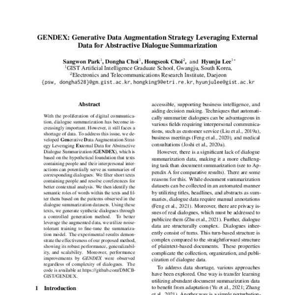 Gendex Generative Data Augmentation Strategy Leveraging External Data For Abstractive Dialogue