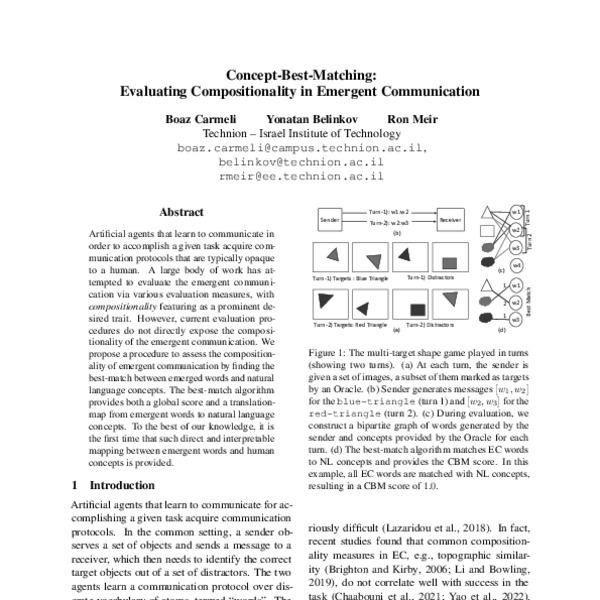 Concept-Best-Matching: Evaluating Compositionality In Emergent Communication - ACL Anthology