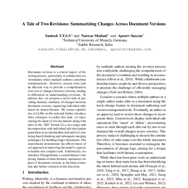 A Tale of Two Revisions: Summarizing Changes Across Document Versions - ACL Anthology