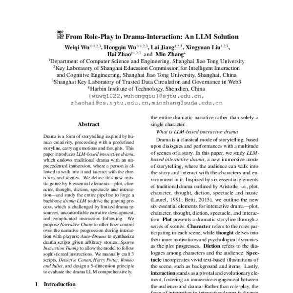 From Role-Play to Drama-Interaction: An LLM Solution - ACL Anthology
