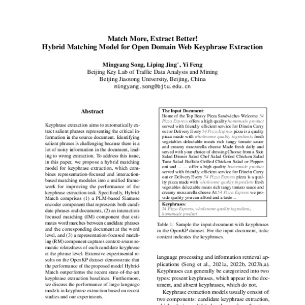 Match More Extract Better Hybrid Matching Model For Open Domain Web