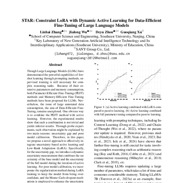 Star Constraint Lora With Dynamic Active Learning For Data Efficient