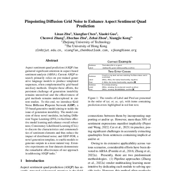 Pinpointing Diffusion Grid Noise To Enhance Aspect Sentiment Quad Prediction Acl Anthology