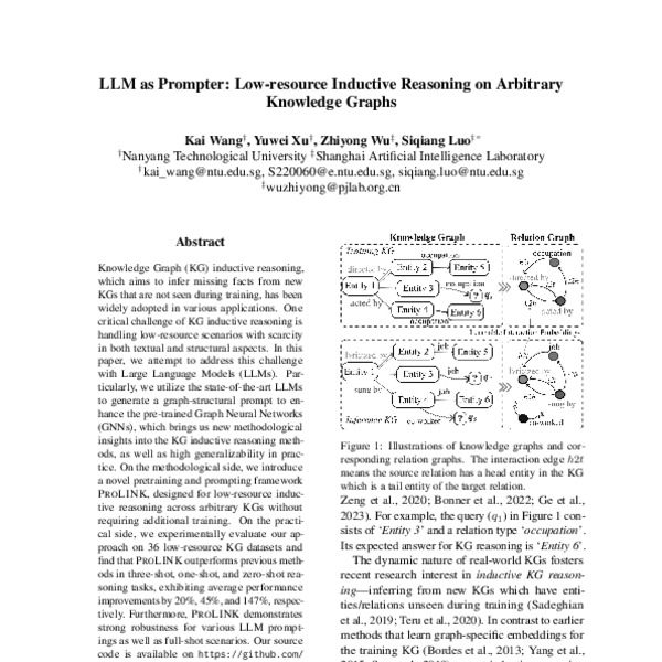LLM as Prompter: Low-resource Inductive Reasoning on Arbitrary Knowledge Graphs - ACL Anthology