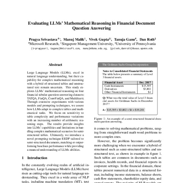 Evaluating Llms Mathematical Reasoning In Financial Document Question Answering Acl Anthology