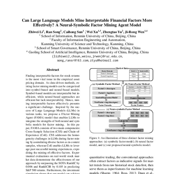 Can Large Language Models Mine Interpretable Financial Factors More Effectively? A Neural ...
