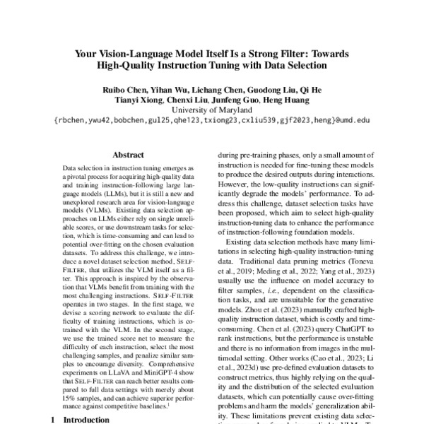 Your Vision-Language Model Itself Is a Strong Filter: Towards High-Quality Instruction Tuning ...