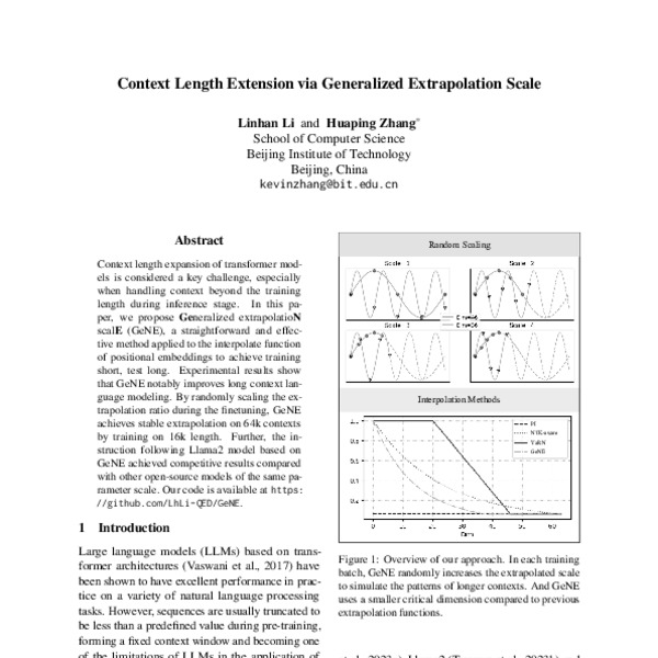 Context Length Extension via Generalized Extrapolation Scale - ACL Anthology