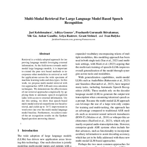 Multi Modal Retrieval For Large Language Model Based Speech Recognition
