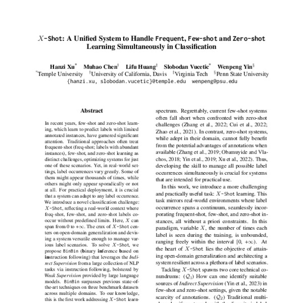 X-Shot: A Unified System to Handle Frequent, Few-shot and Zero-shot Learning Simultaneously in ...