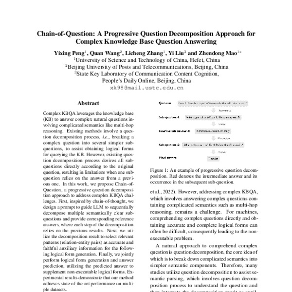 Chain-of-Question: A Progressive Question Decomposition Approach for Complex Knowledge Base ...
