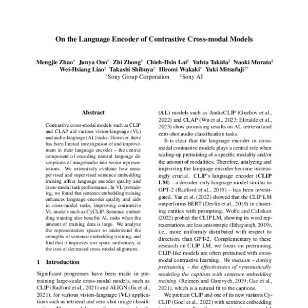 On the Language Encoder of Contrastive Cross-modal Models - ACL Anthology