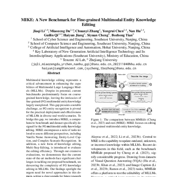 MIKE: A New Benchmark for Fine-grained Multimodal Entity Knowledge Editing - ACL Anthology