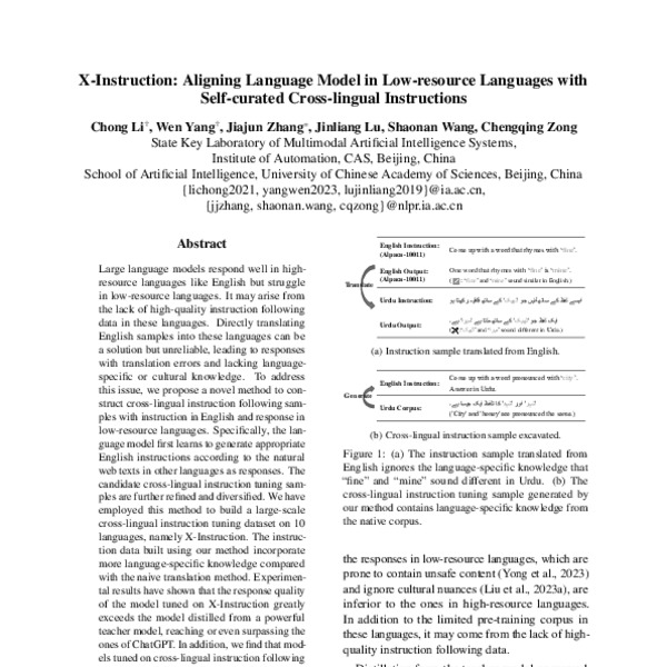 X Instruction Aligning Language Model In Low Resource Languages With
