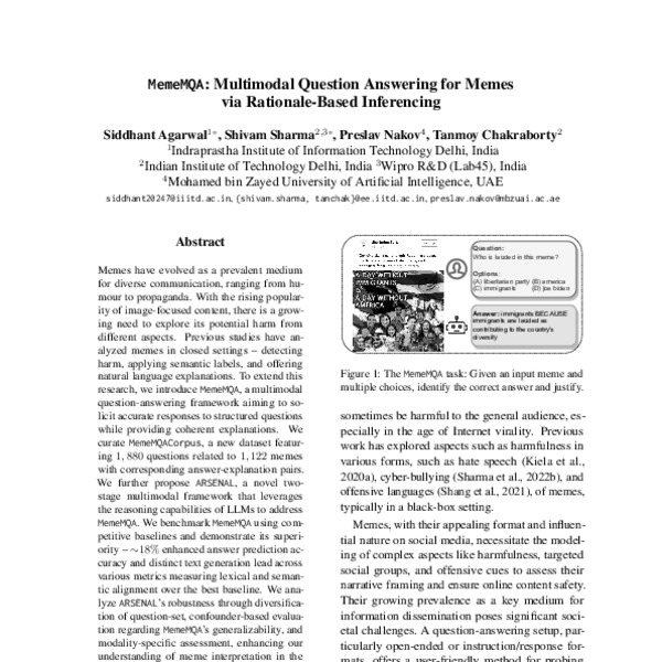 MemeMQA: Multimodal Question Answering for Memes via Rationale-Based ...