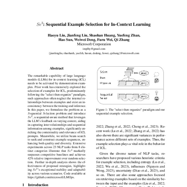 Se2: Sequential Example Selection for In-Context Learning - ACL Anthology