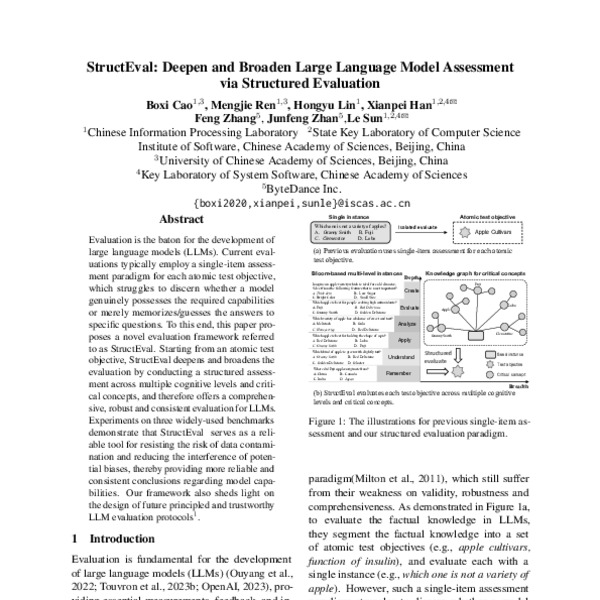 StructEval: Deepen and Broaden Large Language Model Assessment via Structured Evaluation - ACL ...