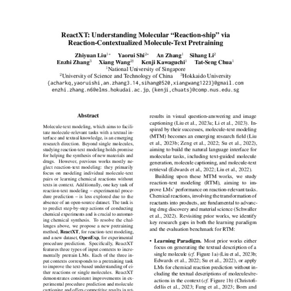Reactxt Understanding Molecular “reaction Ship” Via Reaction Contextualized Molecule Text