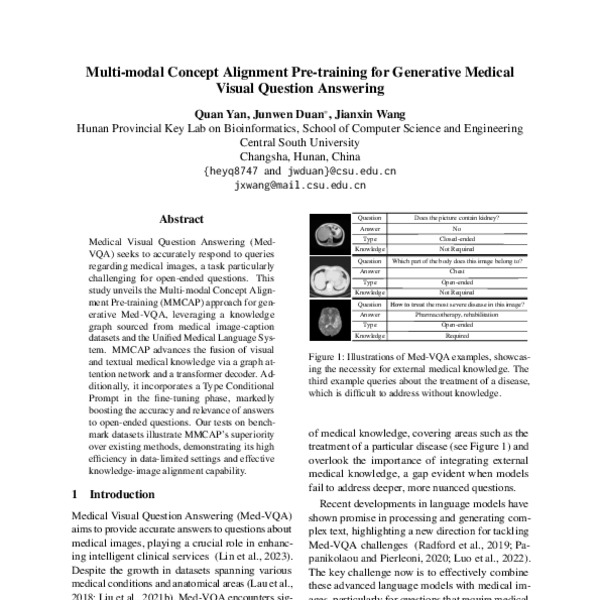 Multi-modal Concept Alignment Pre-training for Generative Medical Visual Question Answering ...