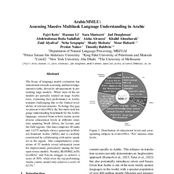ArabicMMLU: Assessing Massive Multitask Language Understanding in ...