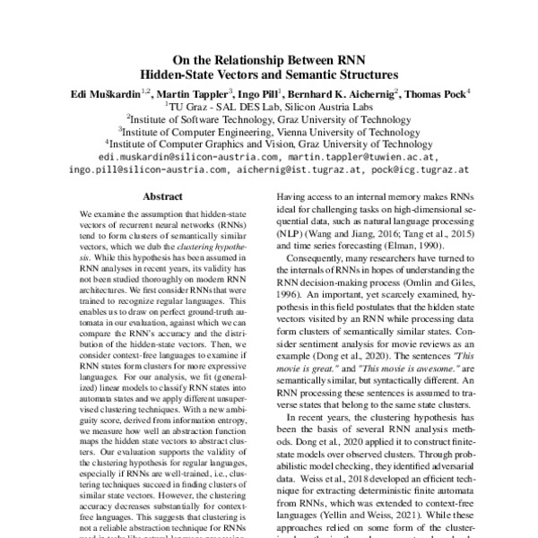 On the Relationship Between RNN Hidden-State Vectors and Semantic ...