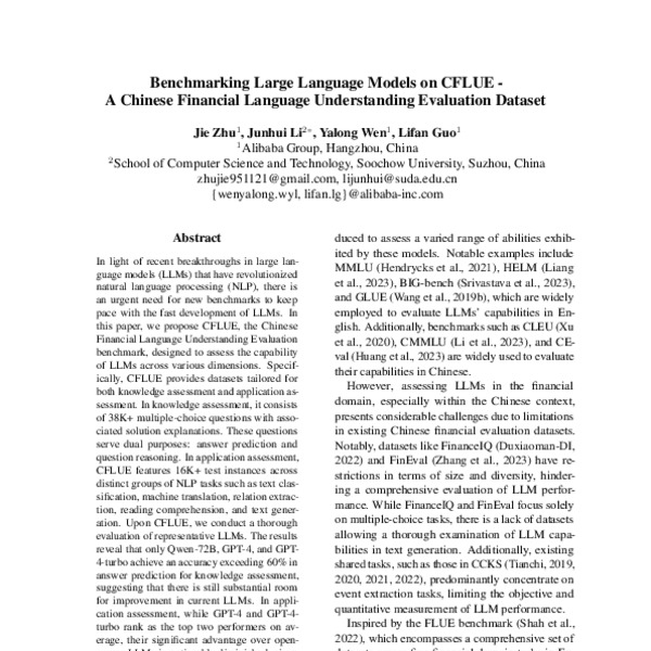 Benchmarking Large Language Models on CFLUE - A Chinese Financial ...