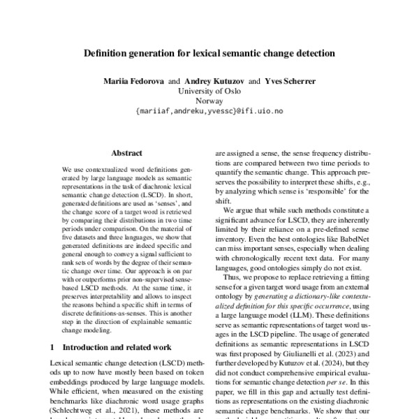 Definition generation for lexical semantic change detection - ACL Anthology