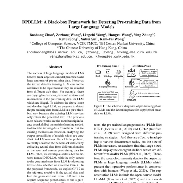 DPDLLM: A Black-box Framework for Detecting Pre-training Data from Large Language Models - ACL ...