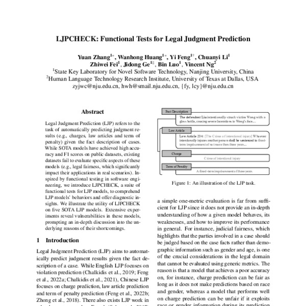 LJPCheck: Functional Tests for Legal Judgment Prediction - ACL Anthology