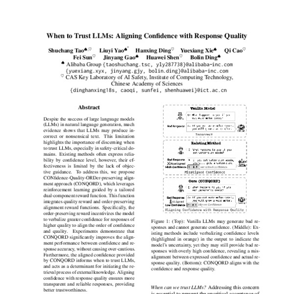 When to Trust LLMs: Aligning Confidence with Response Quality - ACL Anthology