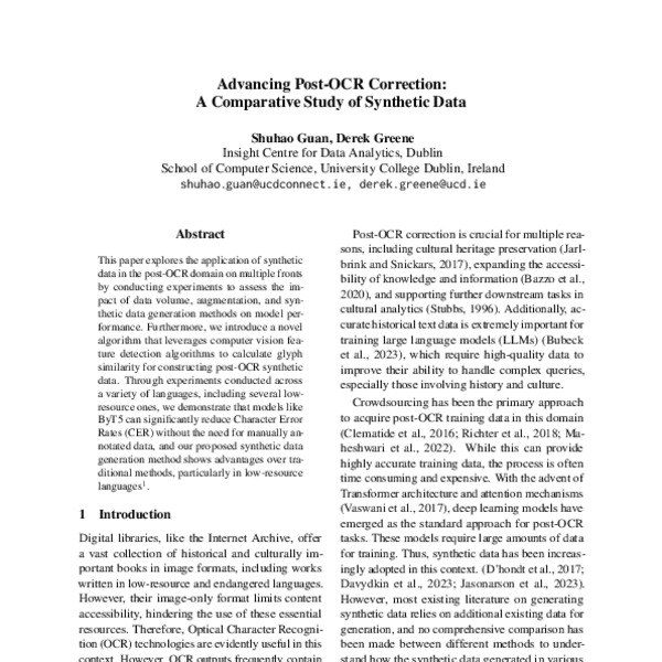Advancing Post-OCR Correction: A Comparative Study of Synthetic Data - ACL Anthology