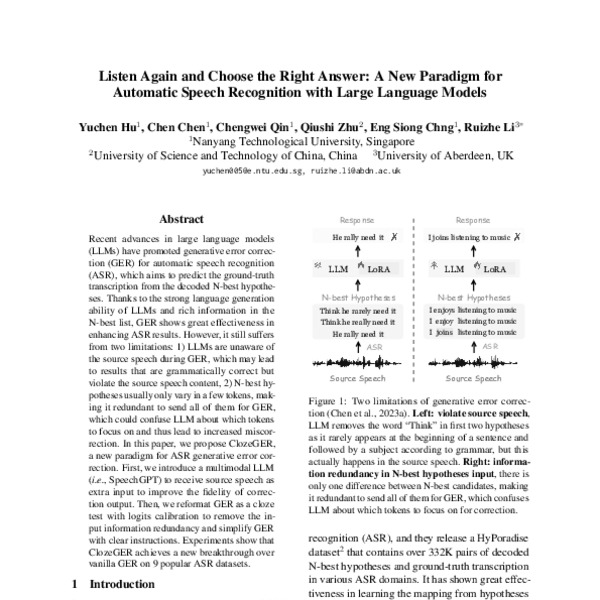 Listen Again and Choose the Right Answer: A New Paradigm for Automatic Speech Recognition with ...