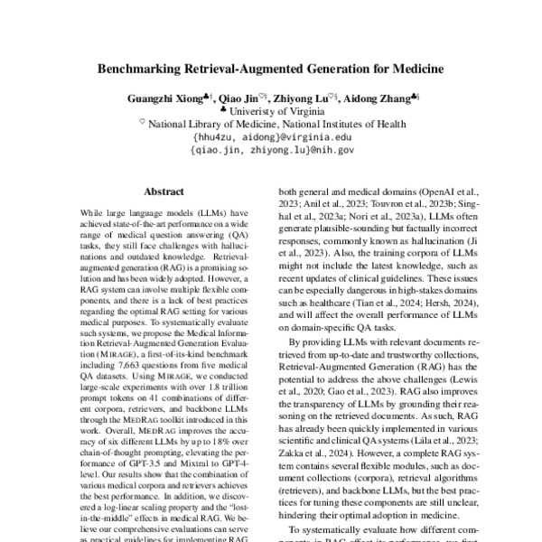 Benchmarking Retrieval-Augmented Generation for Medicine - ACL Anthology