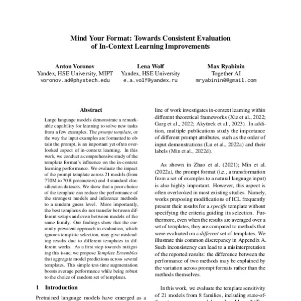 Mind Your Format Towards Consistent Evaluation Of In Context Learning Improvements Acl Anthology
