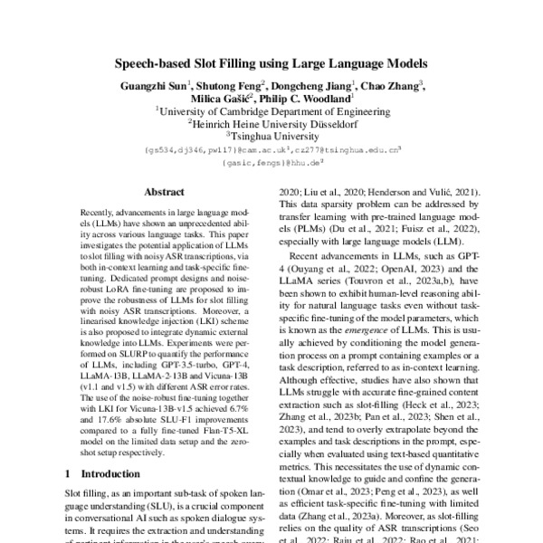 Speech-based Slot Filling using Large Language Models - ACL Anthology