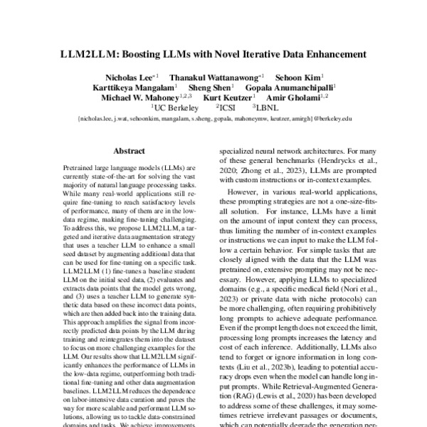 Llm2llm Boosting Llms With Novel Iterative Data Enhancement Acl Anthology