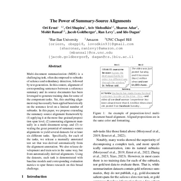 The Power of Summary-Source Alignments - ACL Anthology